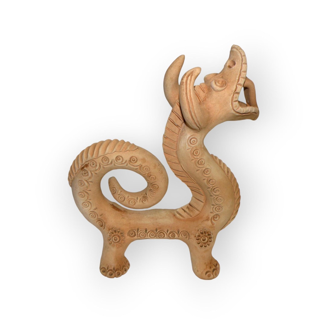 Vintage Dragon Clay Sculpture Made in 80-s Soviet Uzbekistan Samarkand ...
