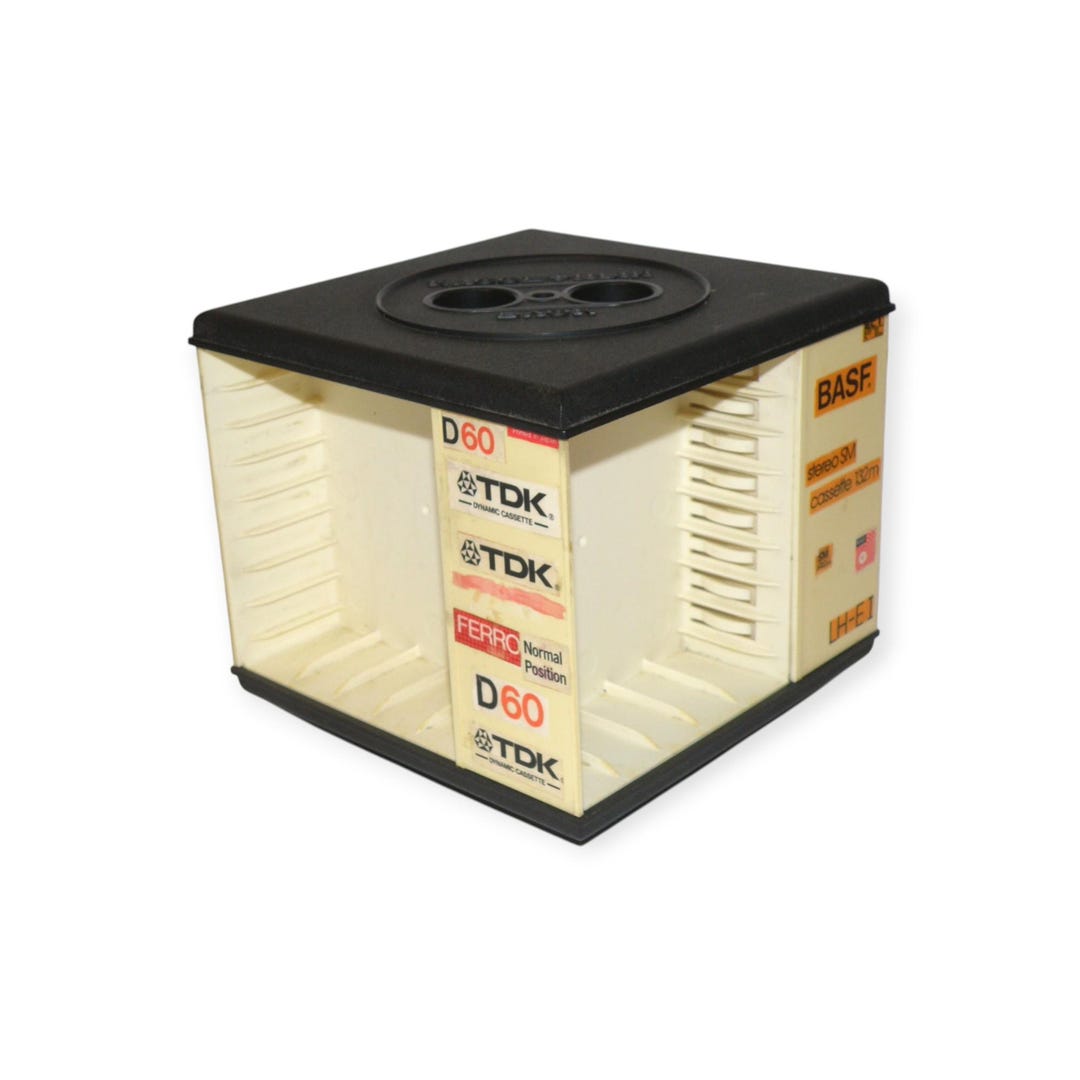 Vintage Audio Cassette Stand With Stickers, Soviet Plastic Rotating ...
