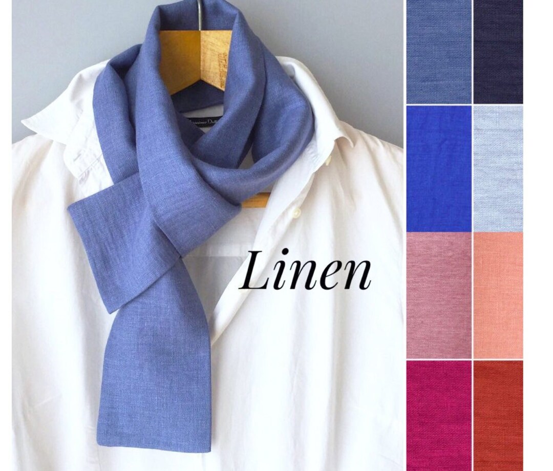 LUXURY Linen Scarf Men's Linen Neck Scarf Double Skinny Scarf Natural ...