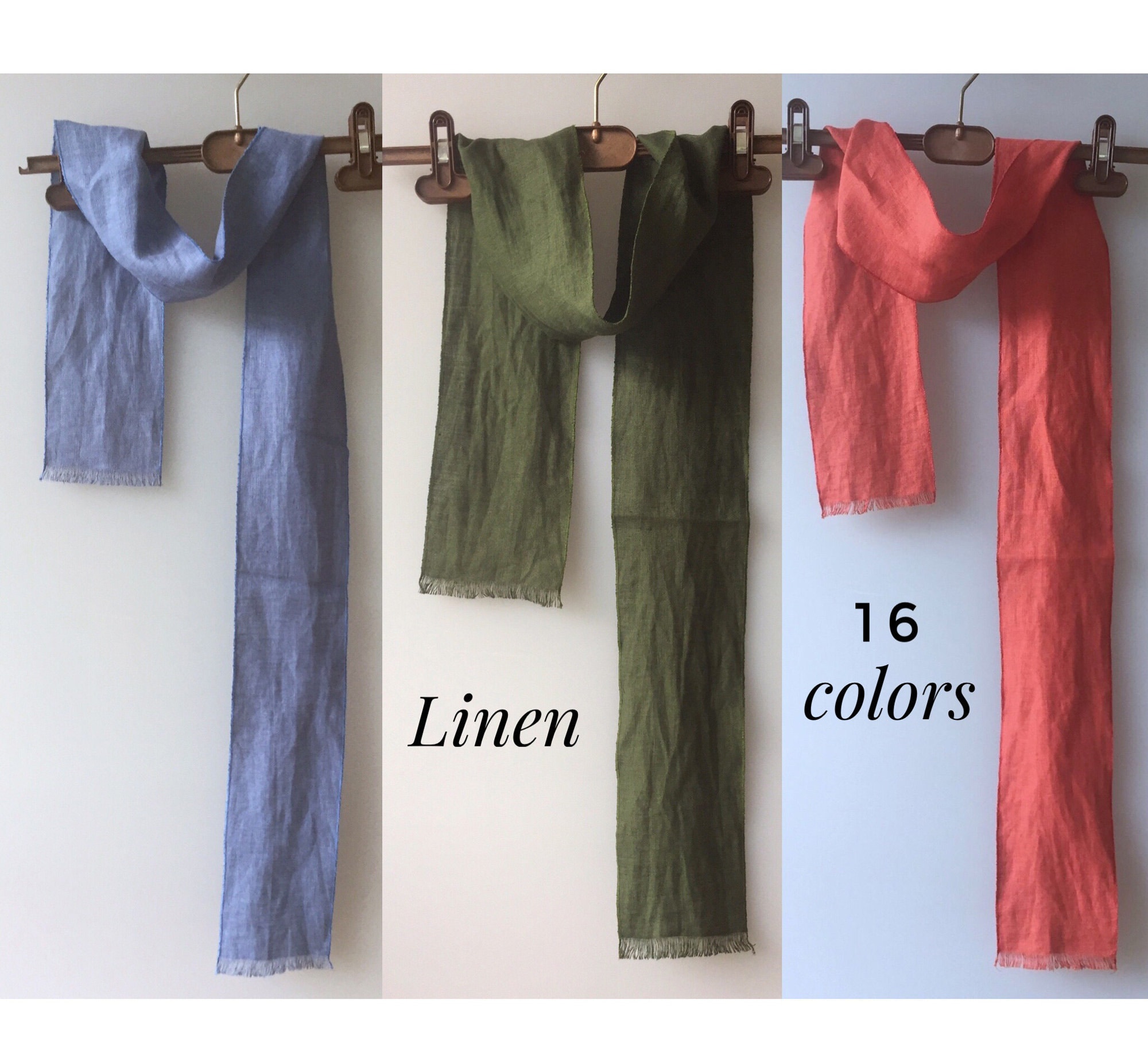 Skinny Linen Scarf Men's Thin Small Linen Neck Scarf - Etsy