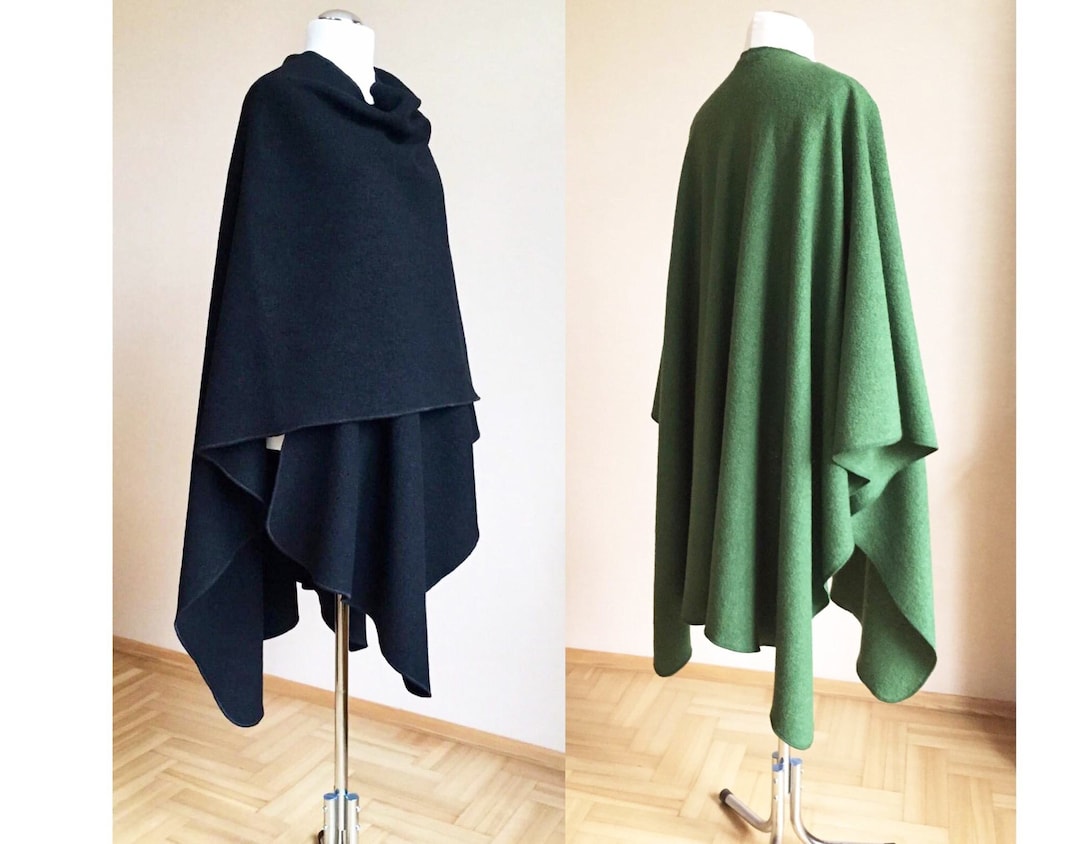 Plus Size Wool Ruana Wrap 100% Wool Shawl Cape Handmade - Etsy