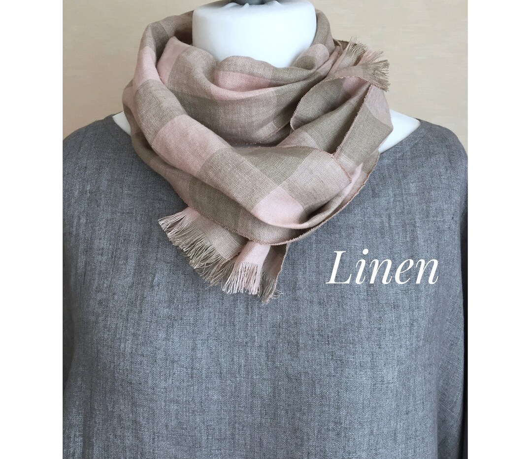 Écharpe en lin Petite écharpe à carreaux pour homme Écharpe en lin pour ...