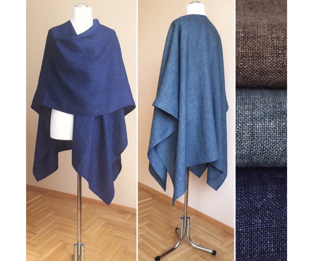 Plus Size Linen Ruana Shawl Natural Linen Cape Wrap, Sizes S-5XL - Etsy