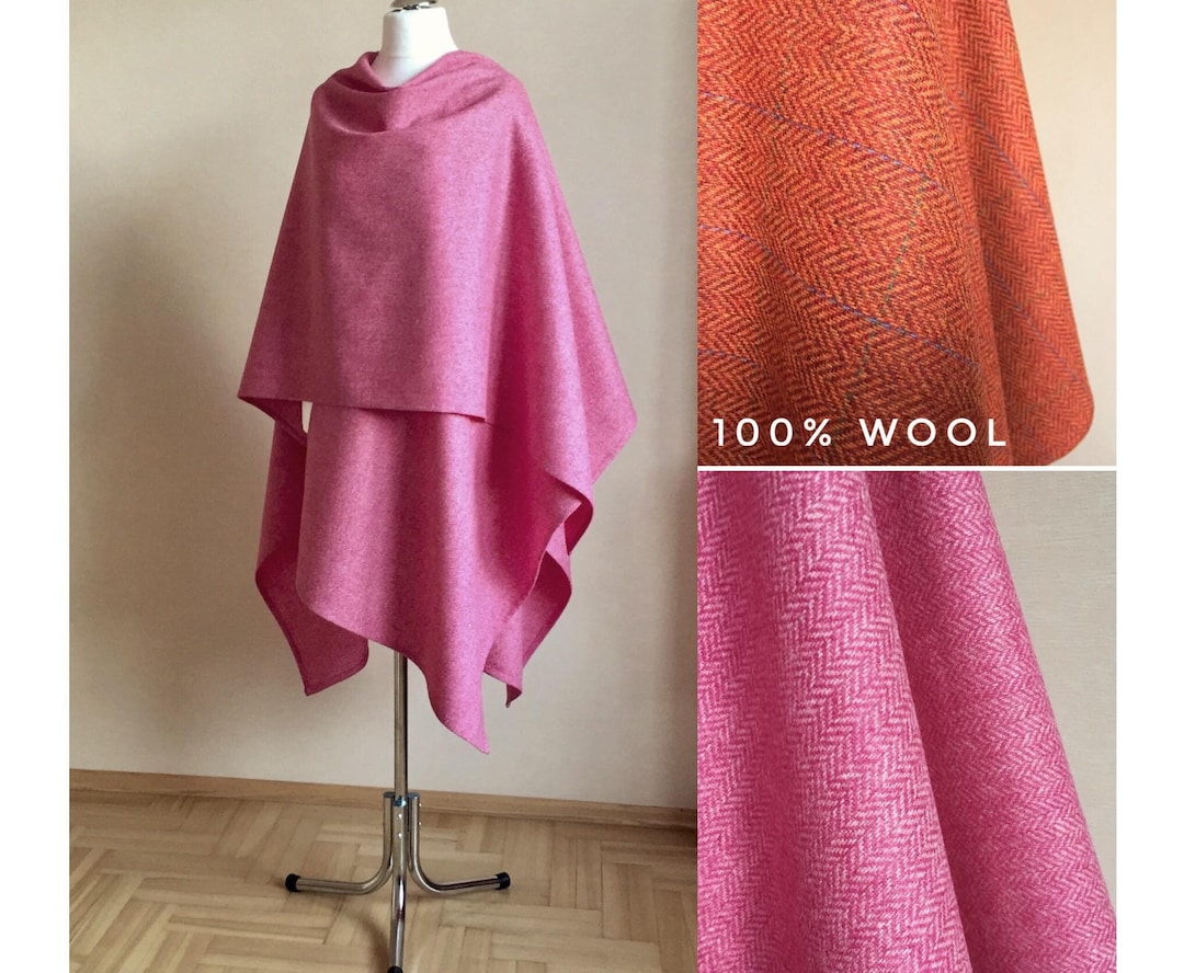 Wool Herringbone Shawl Wool Ruana Coat Wrap - Etsy