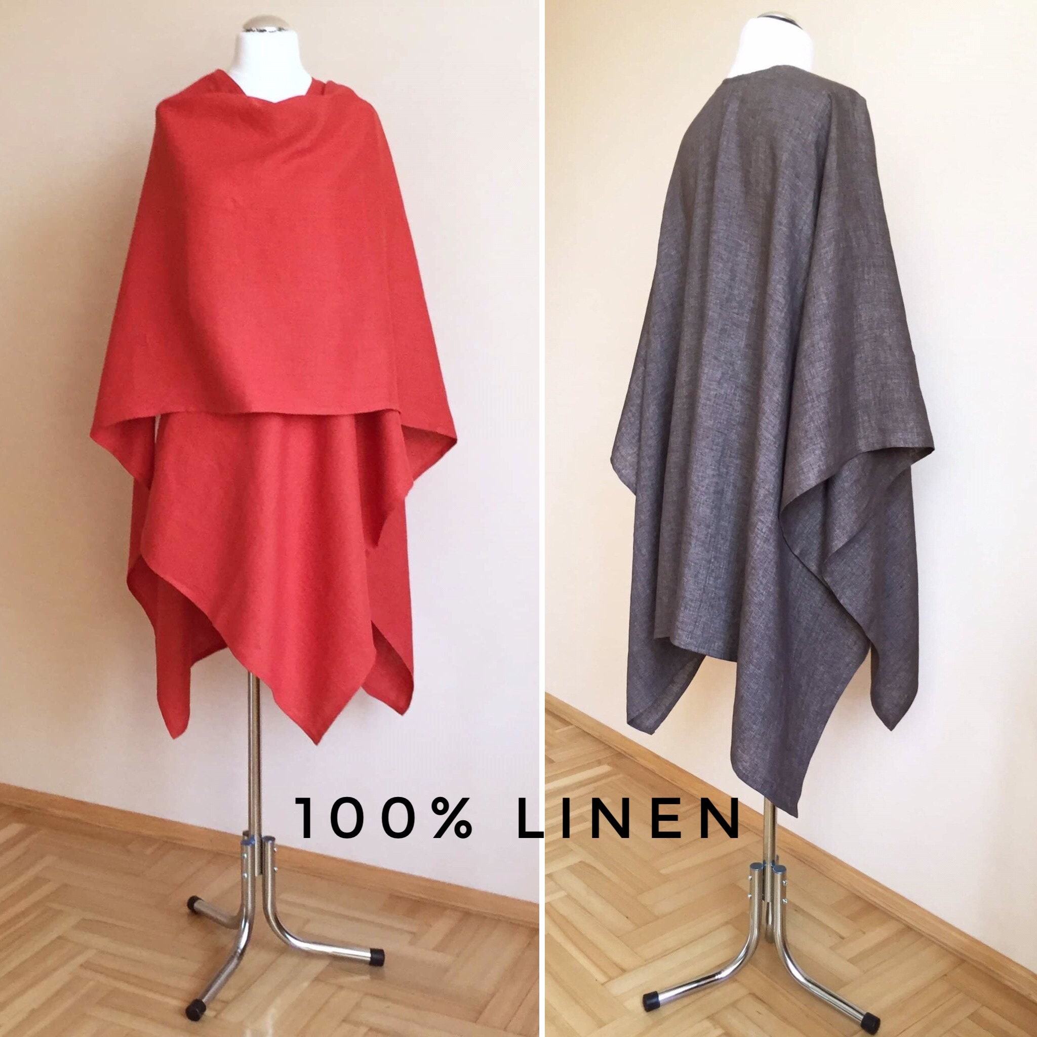 Plus Size Ruana Cape Linen Poncho Men's Linen Shawl Wrap - Etsy