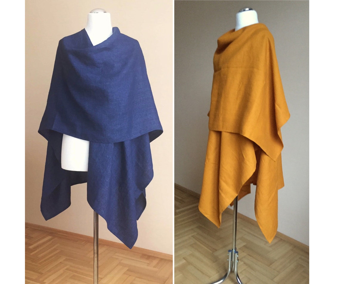 Plus Size Ruana Shawl Cape Linen Poncho Men's Linen Shawl | Etsy