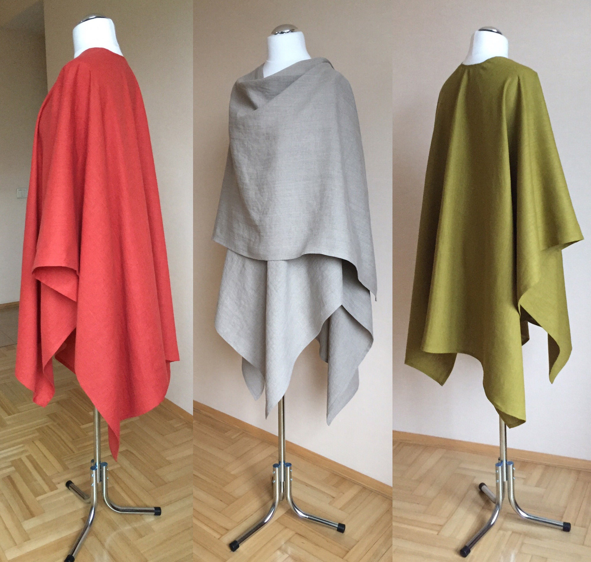Plus Size Linen Ruana Shawl Natural Linen Cape Wrap Sizes - Etsy