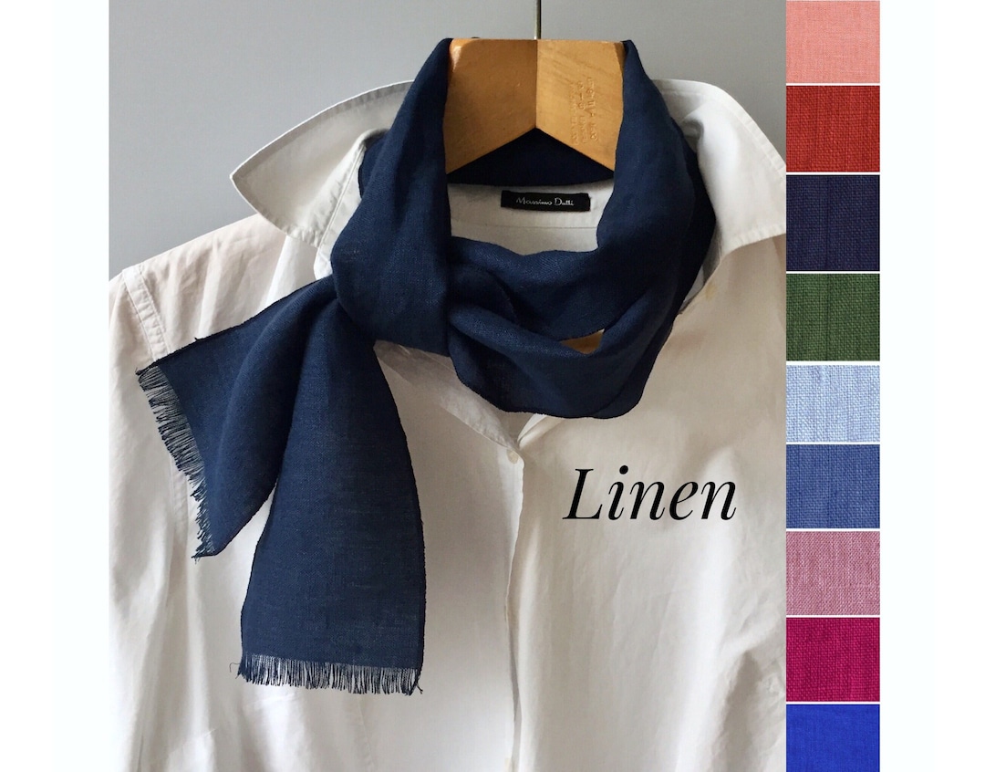 Men's Skinny Linen Scarf Thin 10cm 4" Natural Neck Scarf - Etsy