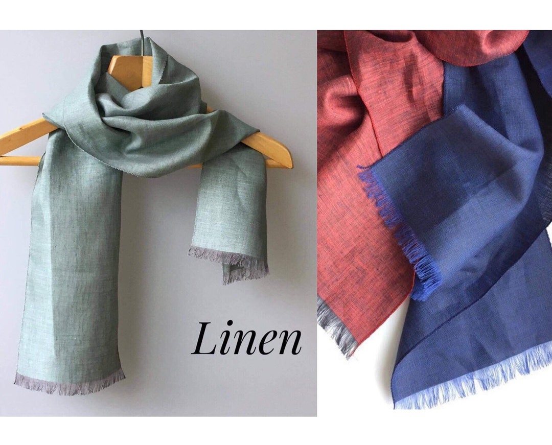 Linen Scarf Men's Neck Scarf Small Linen Scarf for Men Boho Linen Neck ...