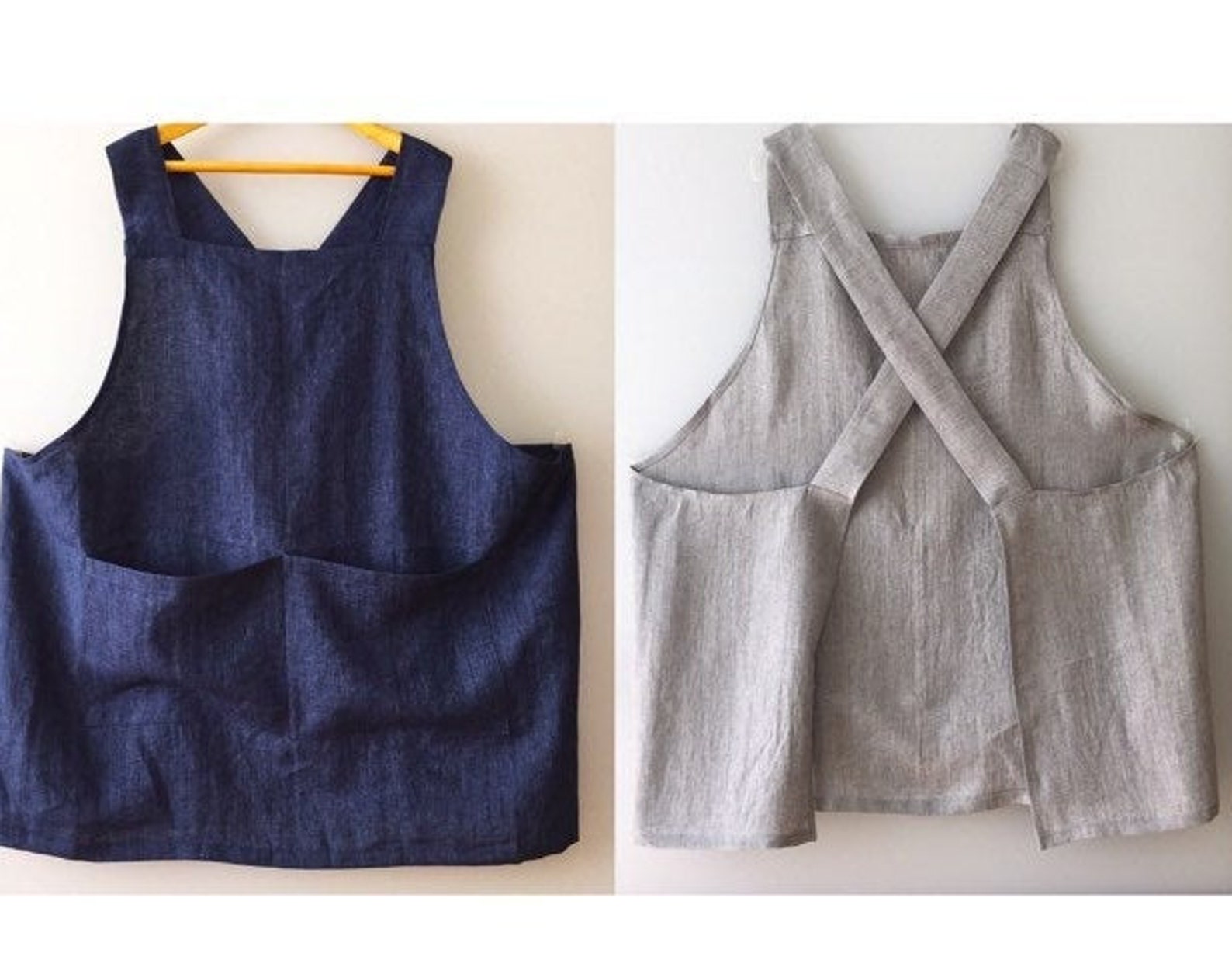 XS to 5XL Linen Apron Japanese Pinafore Linen Apron Cross Back | Etsy