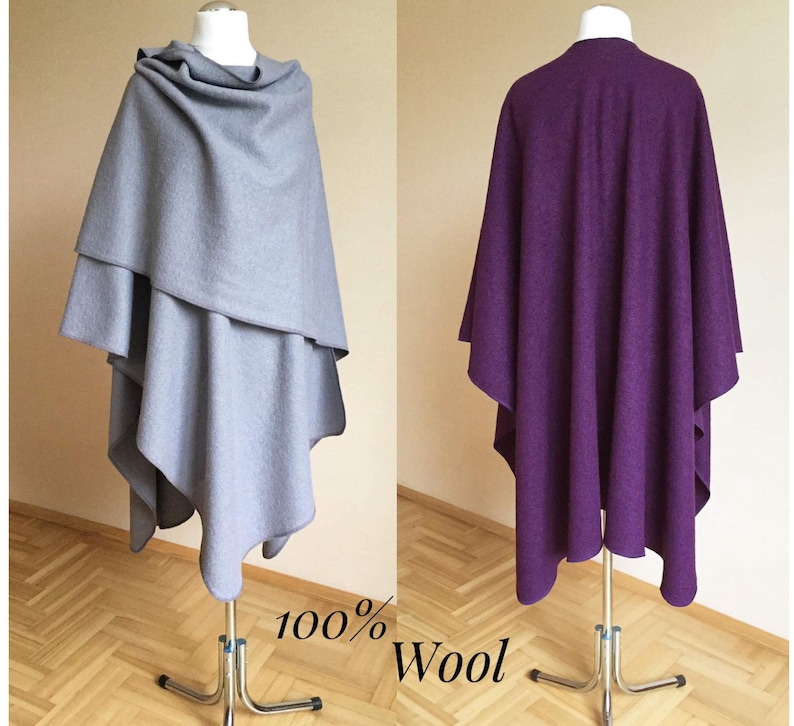 Plus Size Wool Ruana Wrap 100% Wool Shawl Cape Handmade - Etsy