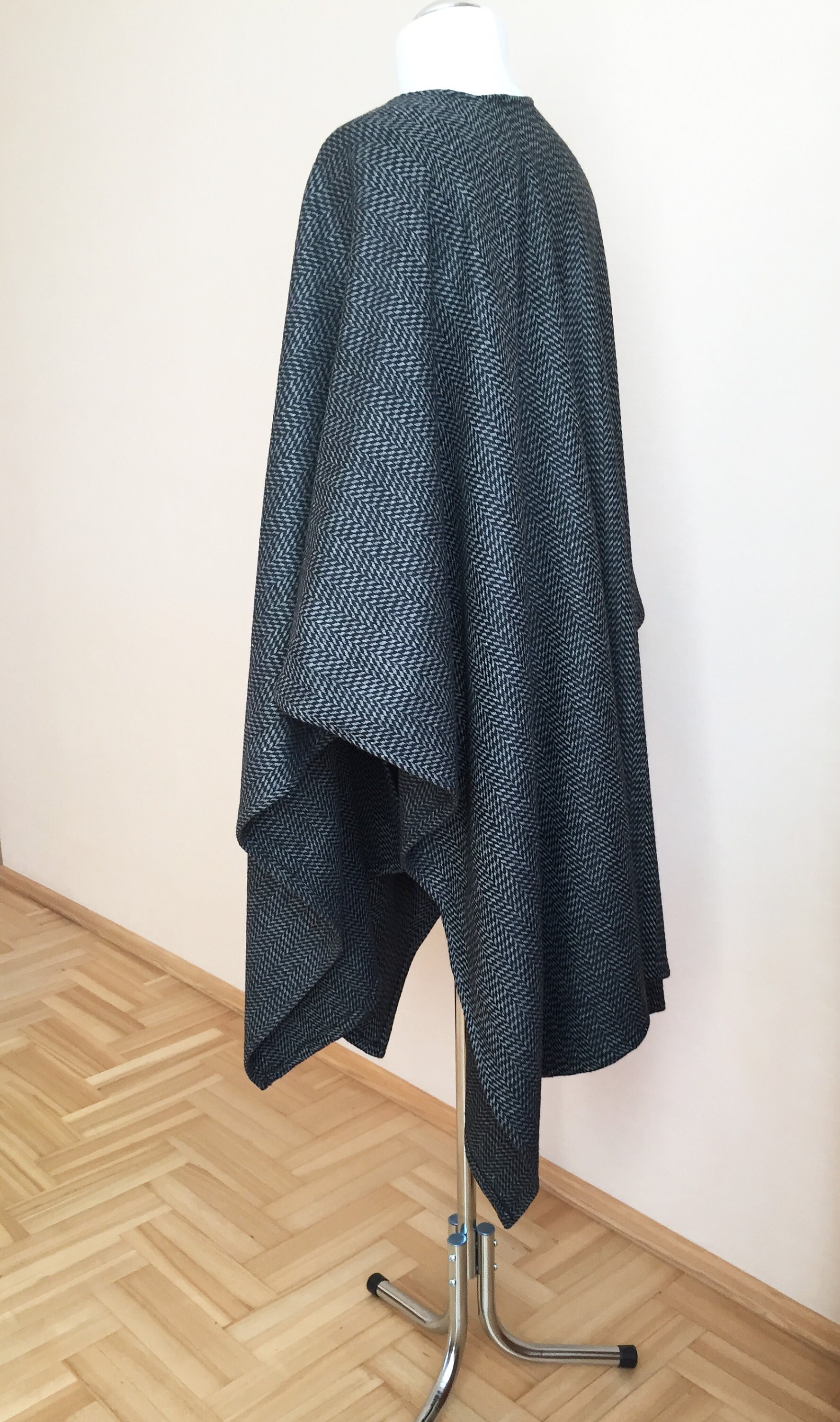 Wool Ruana Cape Oversized Men's Black Wool Shawl - Etsy
