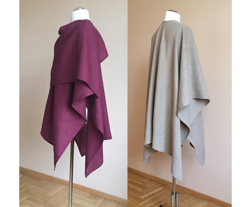 Plus Size Linen Ruana Shawl Natural Linen Cape Wrap Sizes - Etsy