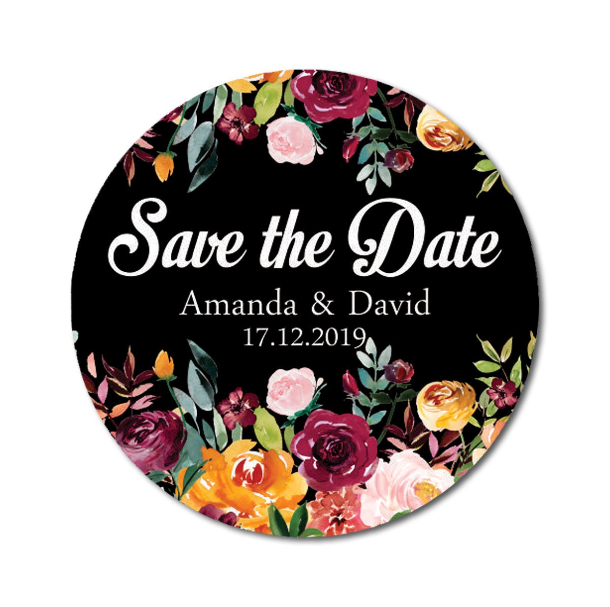 Craft Supplies & Tools Customize Gifts PDS-SD107 Floral Round Sticker ...