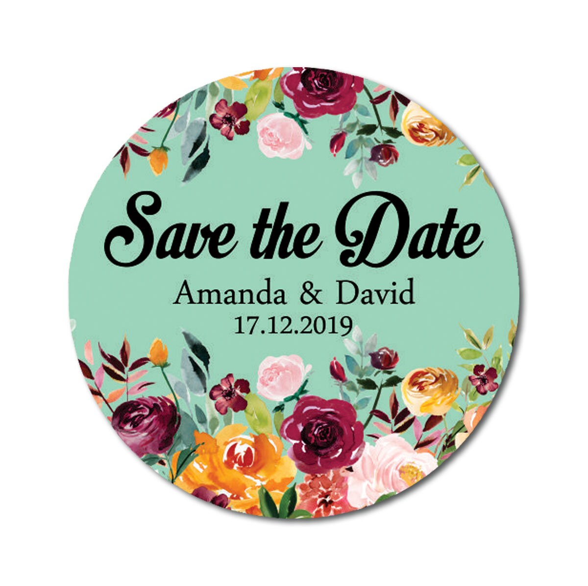 Craft Supplies & Tools Customize Gifts PDS-SD107 Floral Round Sticker ...