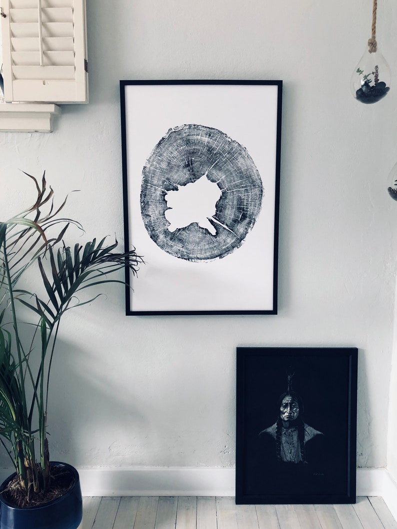 Iowa Oak Tree Ring Print. Original Woodblock Print Made From | Etsy