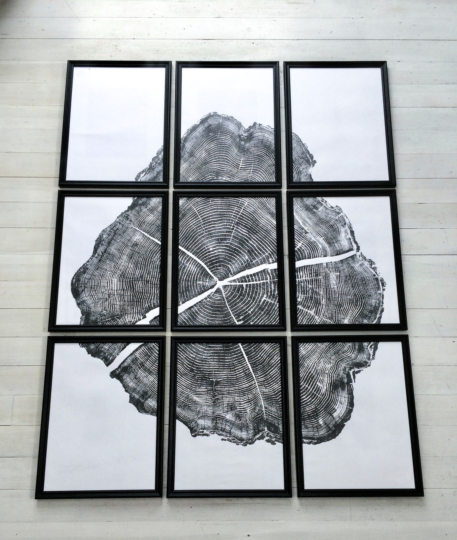 Set of 9 Long Prints Handmade Log Rings Tree Ring Art - Etsy