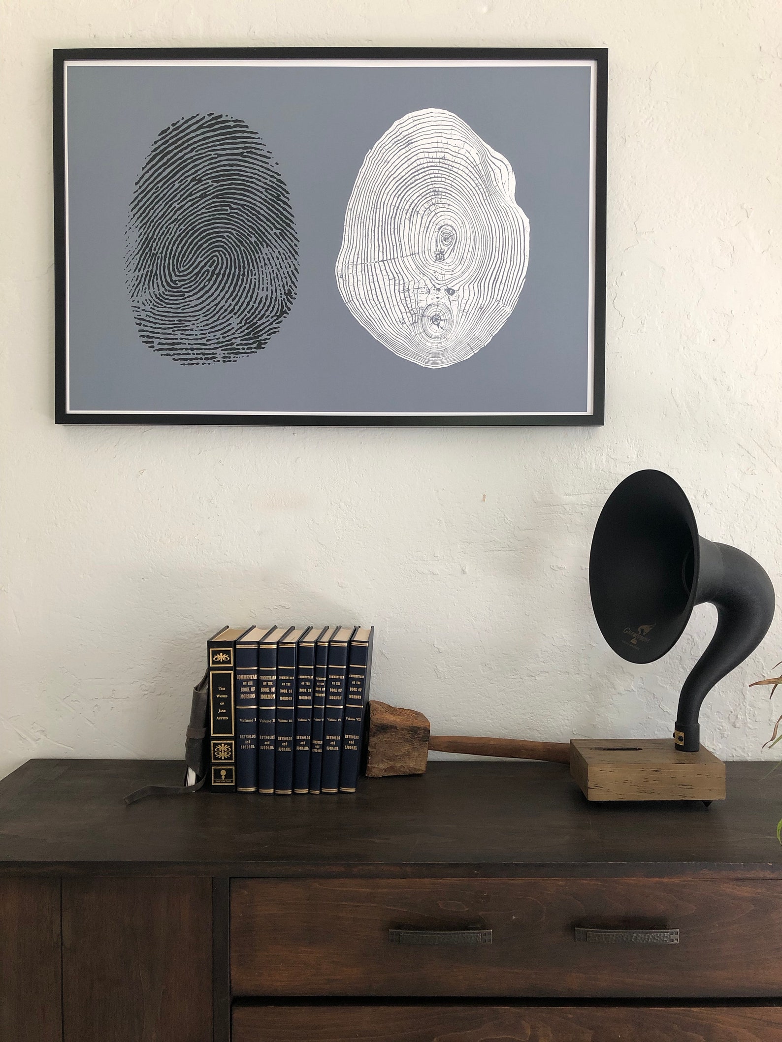 Tree ring and fingerprint tree ring art print fingerprint | Etsy