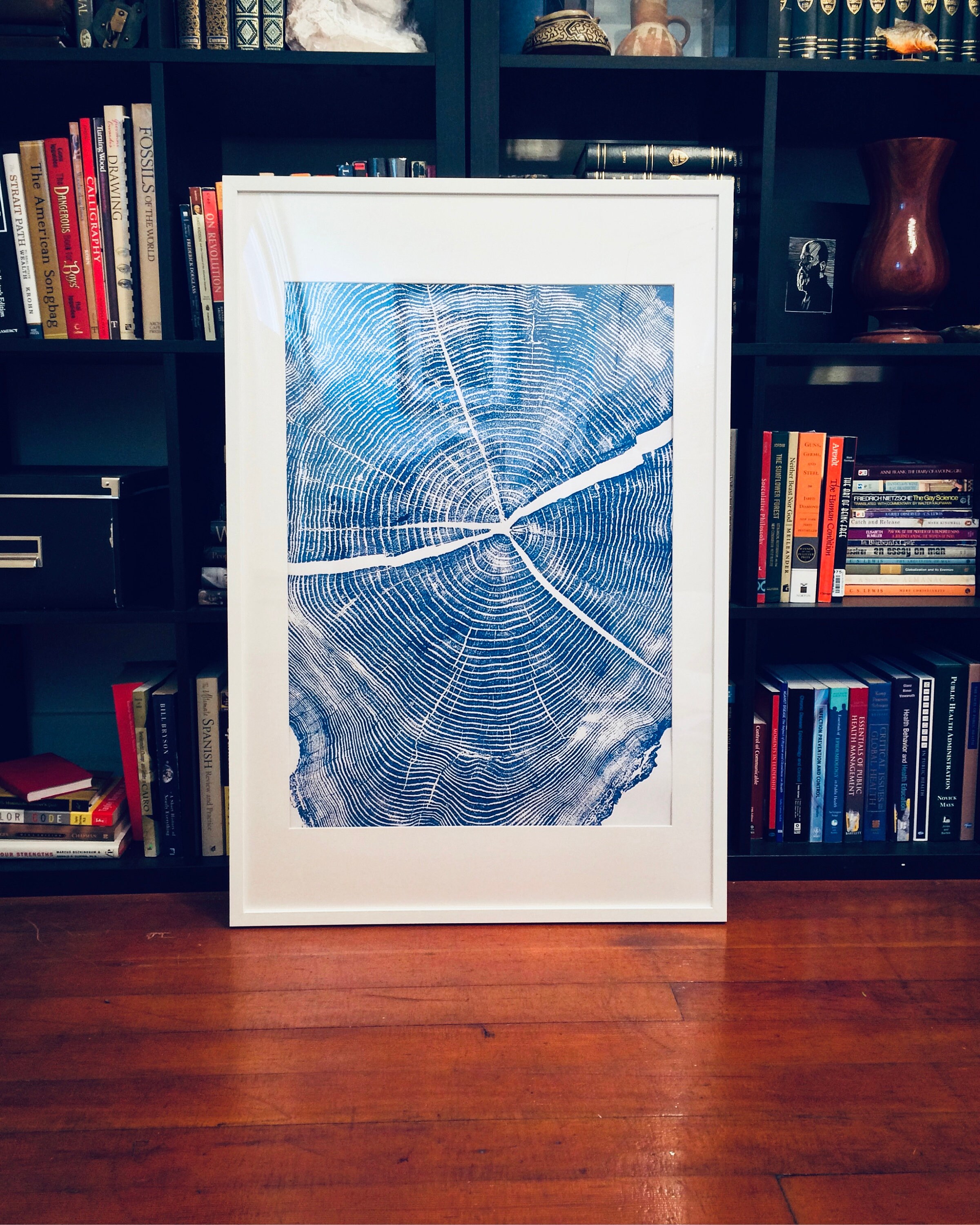 Blue Tree Stump Print. Original Woodblock Print Made From - Etsy