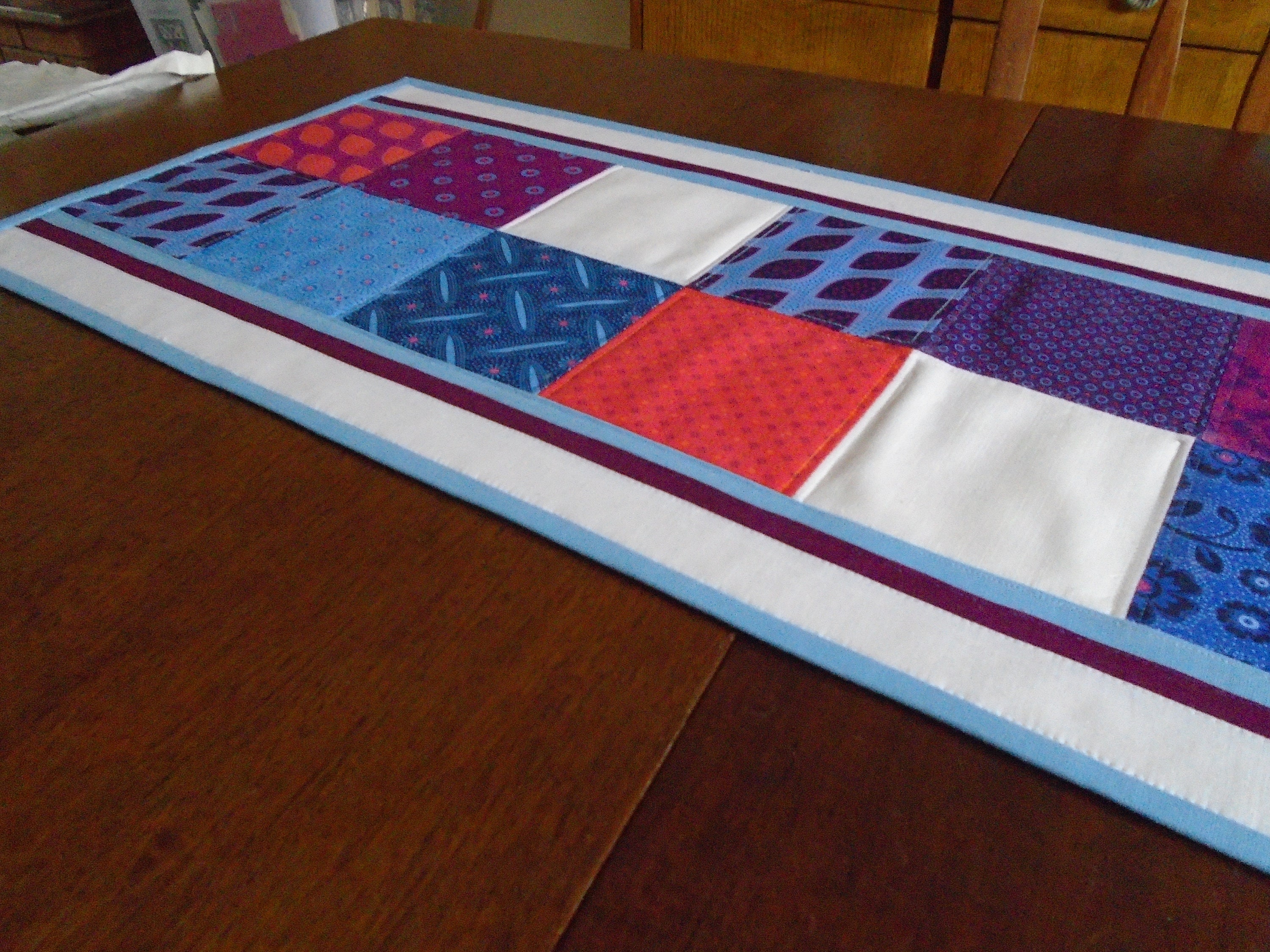Modern Quilted Table Runner, Table Quilt, Bed Runner 43.5" X 13.25" or ...