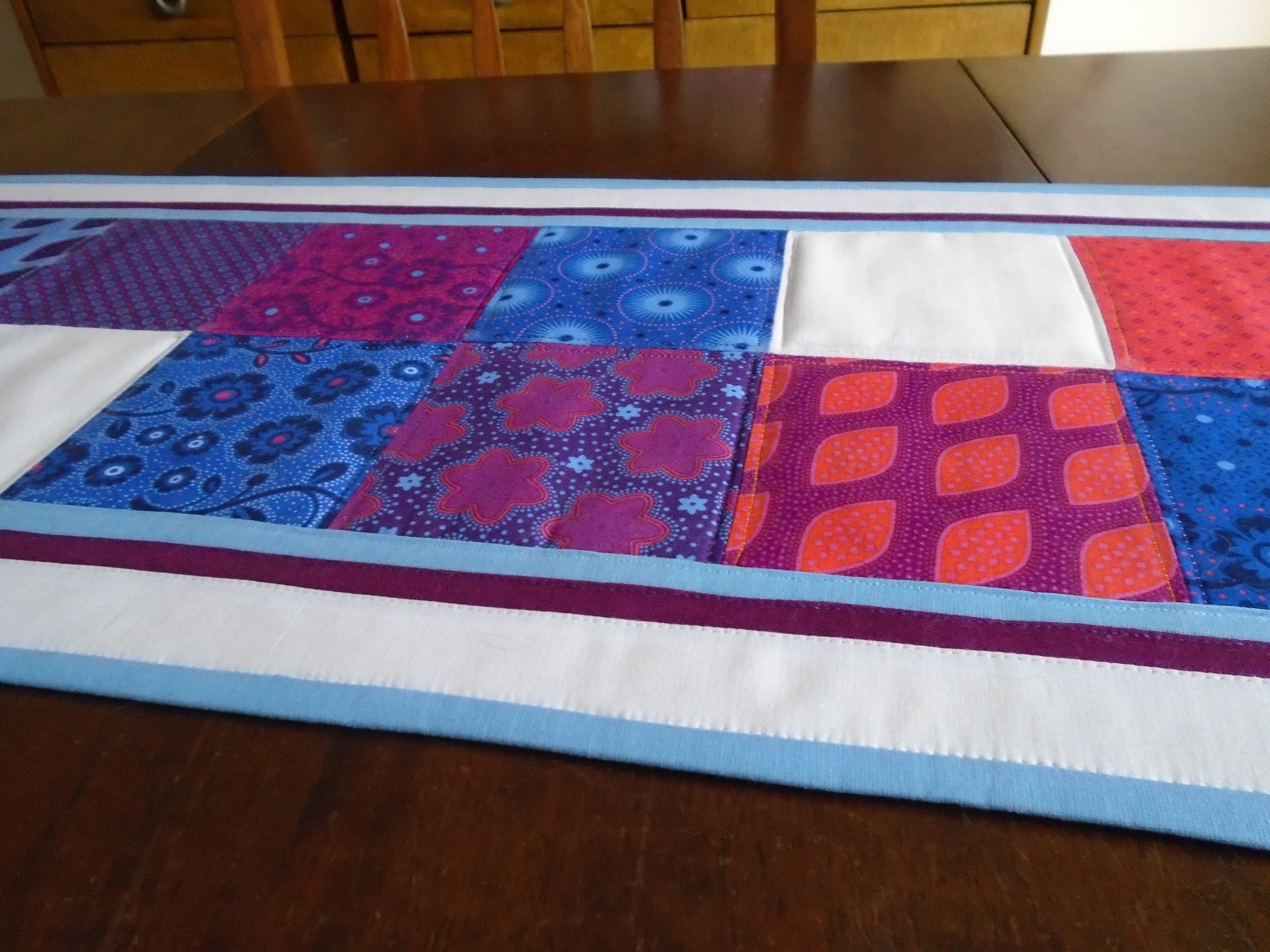 Modern Quilted Table Runner, Table Quilt, Bed Runner 43.5" X 13.25" or ...