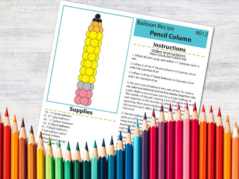 Balloon Pencil Tutorial and Plans | Digital Balloon Recipe - Etsy