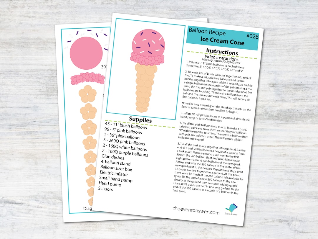 Balloon Ice Cream Cone Column Tutorial and Plans | Digital Balloon ...