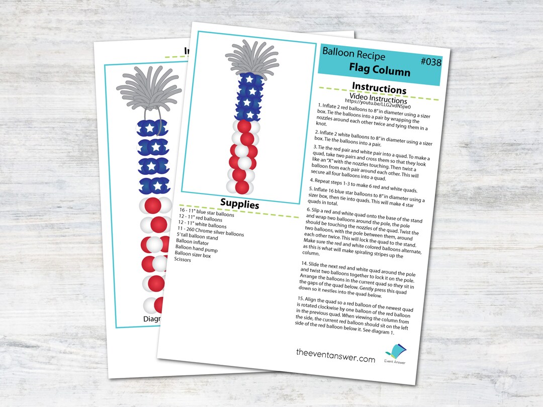 Flag Spiral Balloon Column Tutorial and Plans | Digital Balloon Recipe ...
