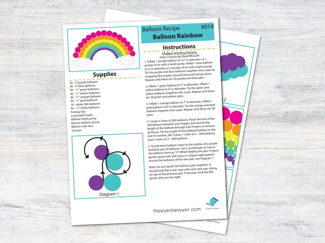 Balloon Rainbow Tutorial and Plans | Digital Balloon Recipe - Etsy