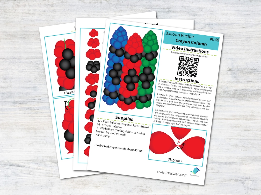 Balloon Crayon (40" Tall) Tutorial and Plans | Digital Balloon Recipe ...