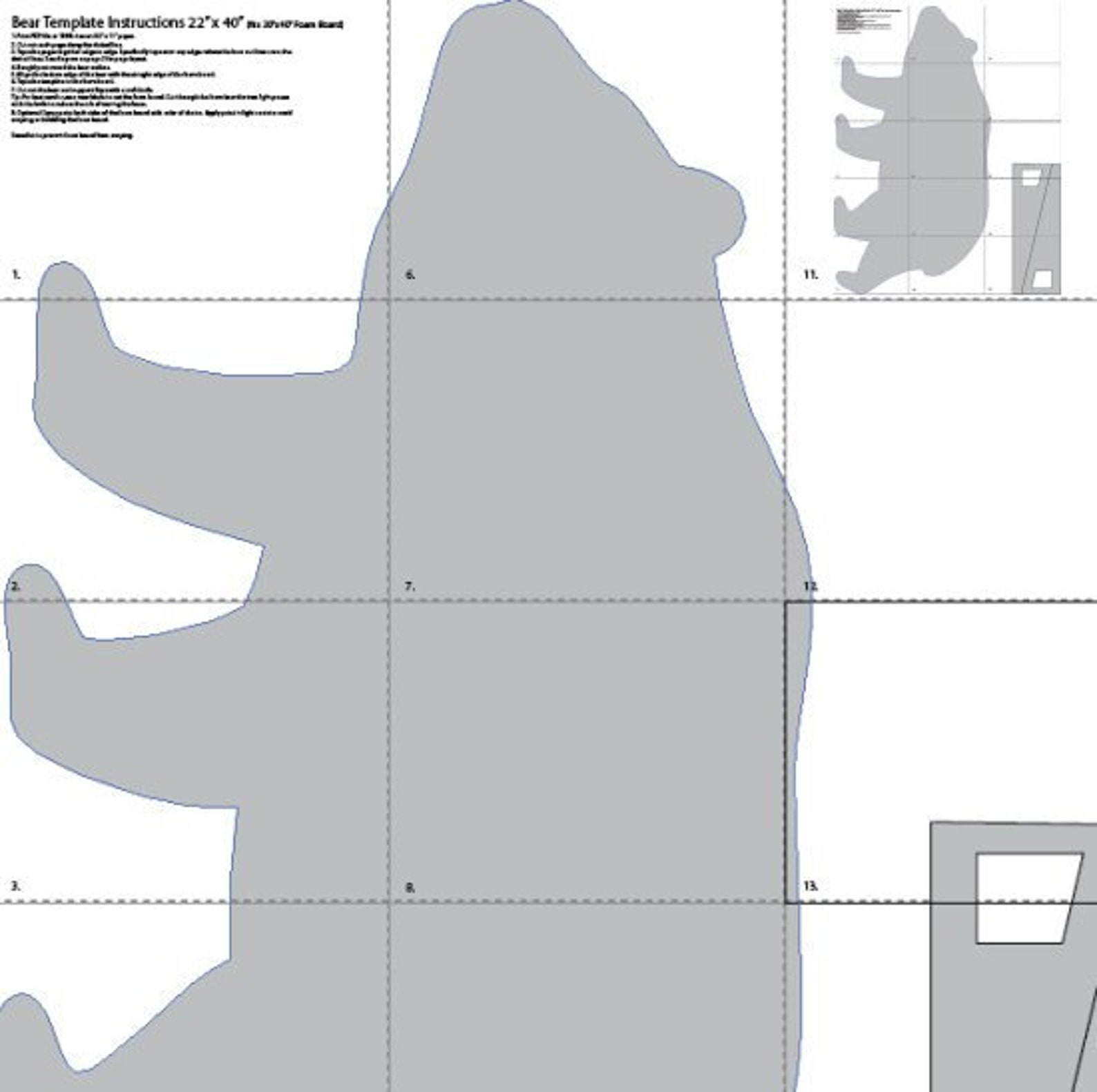 Bear Silhouette Template | Digital Plans | DIY Foam Board Bear ...