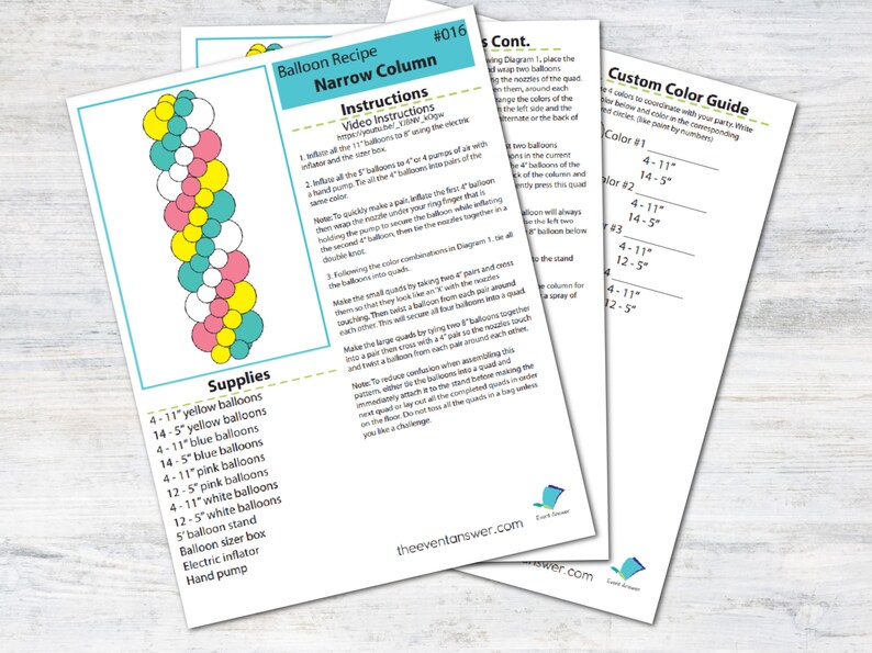 Narrow Balloon Column Tutorial and Plans | Digital Balloon Recipe - Etsy