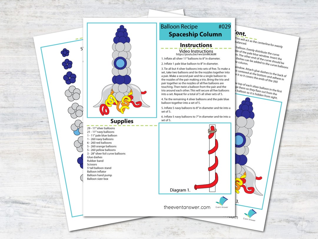 Spaceship Balloon Column Tutorial and Plans | Digital Balloon Recipe - Etsy