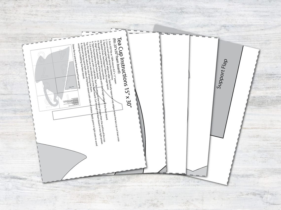 Tea Pot and Tea Cups Template and Tutorial | Digital Template - Etsy