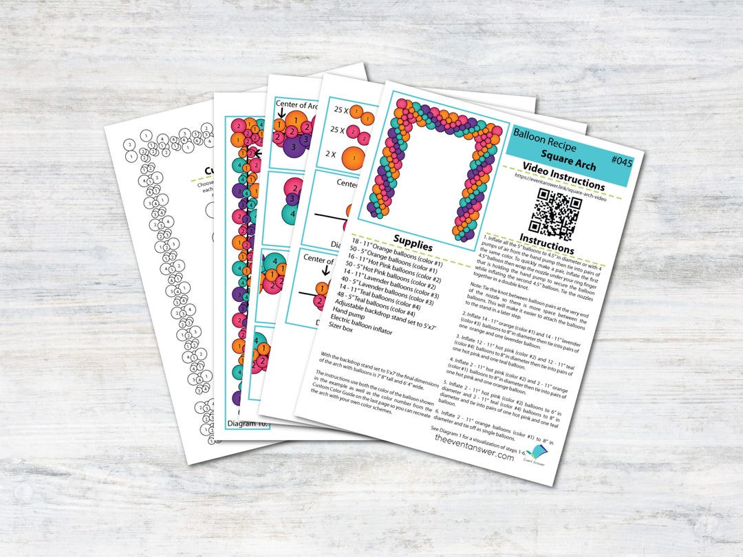 Square Balloon Arch Tutorial and Plans | Digital Balloon Recipe - Etsy