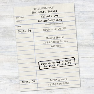Library Card Birthday Invitation Editable Instant Download 5x7 PDF, PNG ...