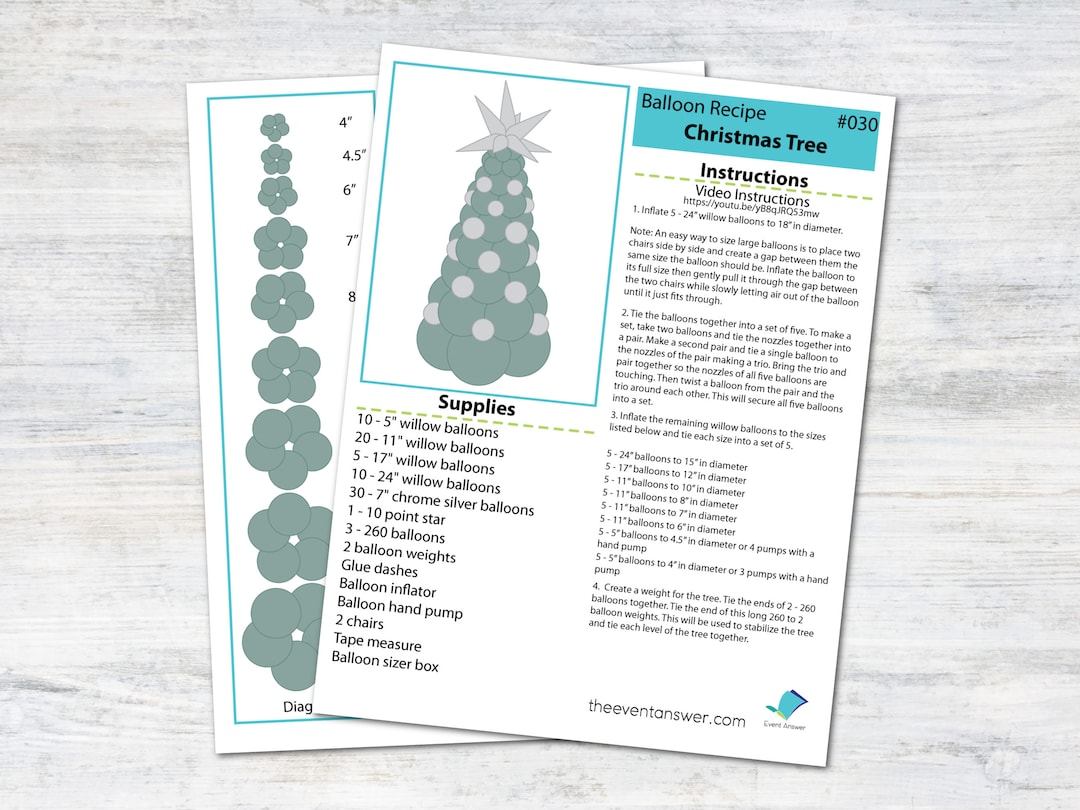 Balloon Christmas Tree Tutorial and Plans | Digital Balloon Recipe - Etsy