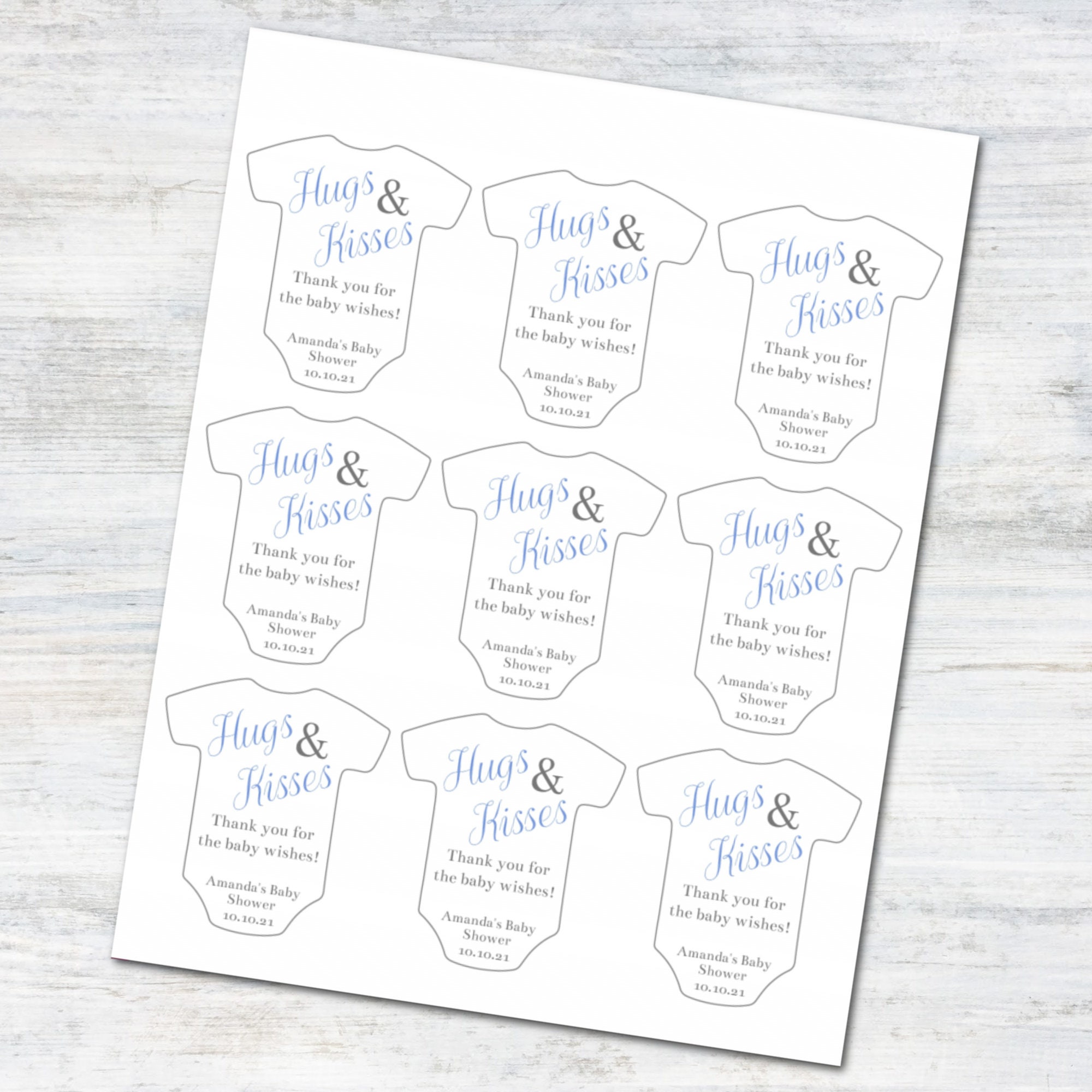 Hugs and Kisses Baby Shower Favor Tags Editable Digital - Etsy