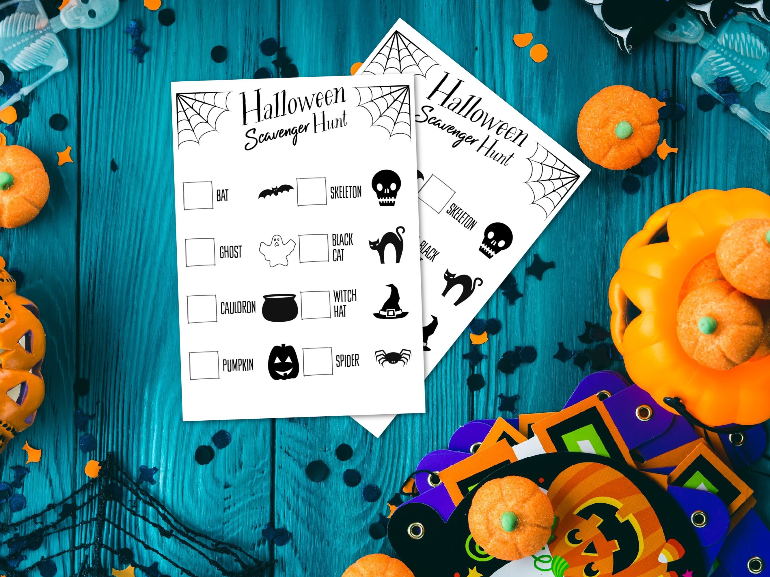 Halloween Scavenger Hunt Printable Pdfs | 5x7" Score Cards and Hide ...