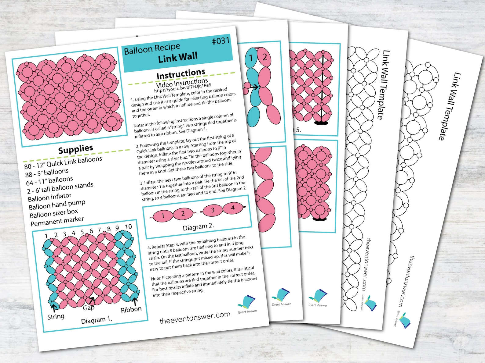 Balloon Link Wall Tutorial, Template, and Plans Digital Balloon Recipe ...