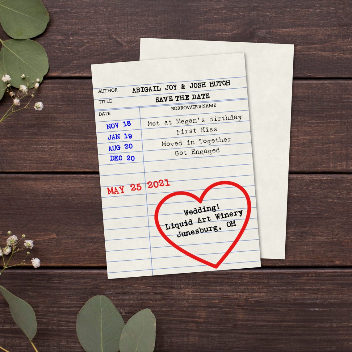 Library Card Save the Date Editable Instant Download 5x7 PDF - Etsy