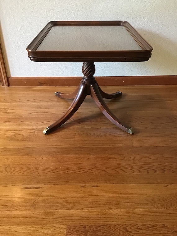 Vintage Solid Mahogany Display Table Glass Top Tray Coffee Table Side Table Jeffersonian Group Etsy