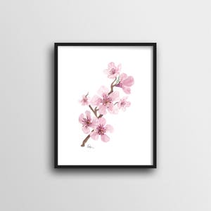 Floral Illustration Print, Japanese Cherry Blossoms, Gift for Her ...