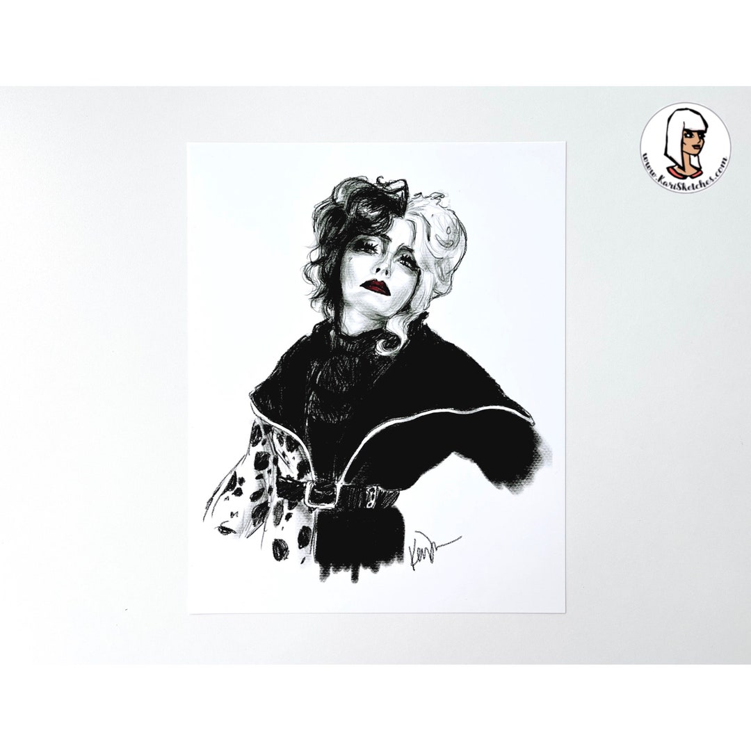 Black and White Illustration, Monochromatic Charcoal Sketch, Art Print ...