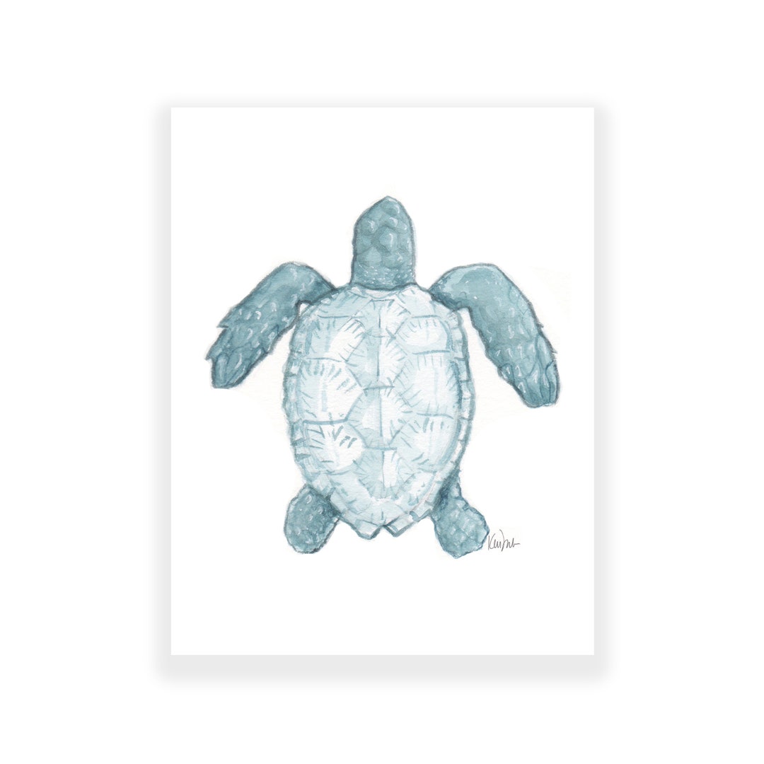 Sea Turtle Watercolor Illustration Blue Sea Turtle Ocean - Etsy