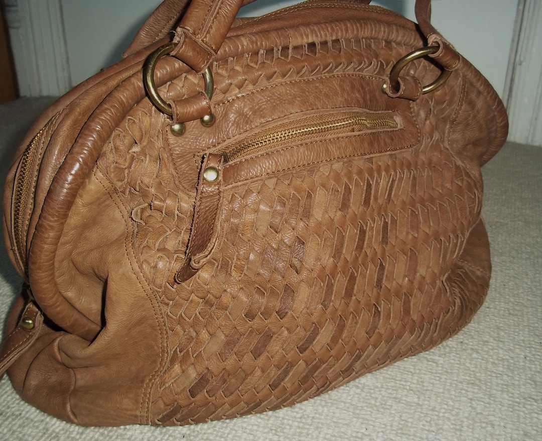 Vintage Large Brown Leather Grab Bag, Top Handle, Work, Tote, GLOBUS ...