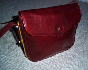 Burgundy Leather Bag | Etsy