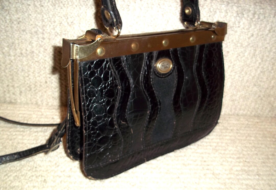 Stunning Vintage MC Marc Chantal Small Black Leather & Suede Shoulder ...