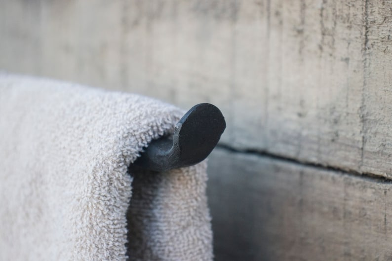 Hand Forged Thick Open Side Hand Towel Holder Hammered Rustic Cabin ...