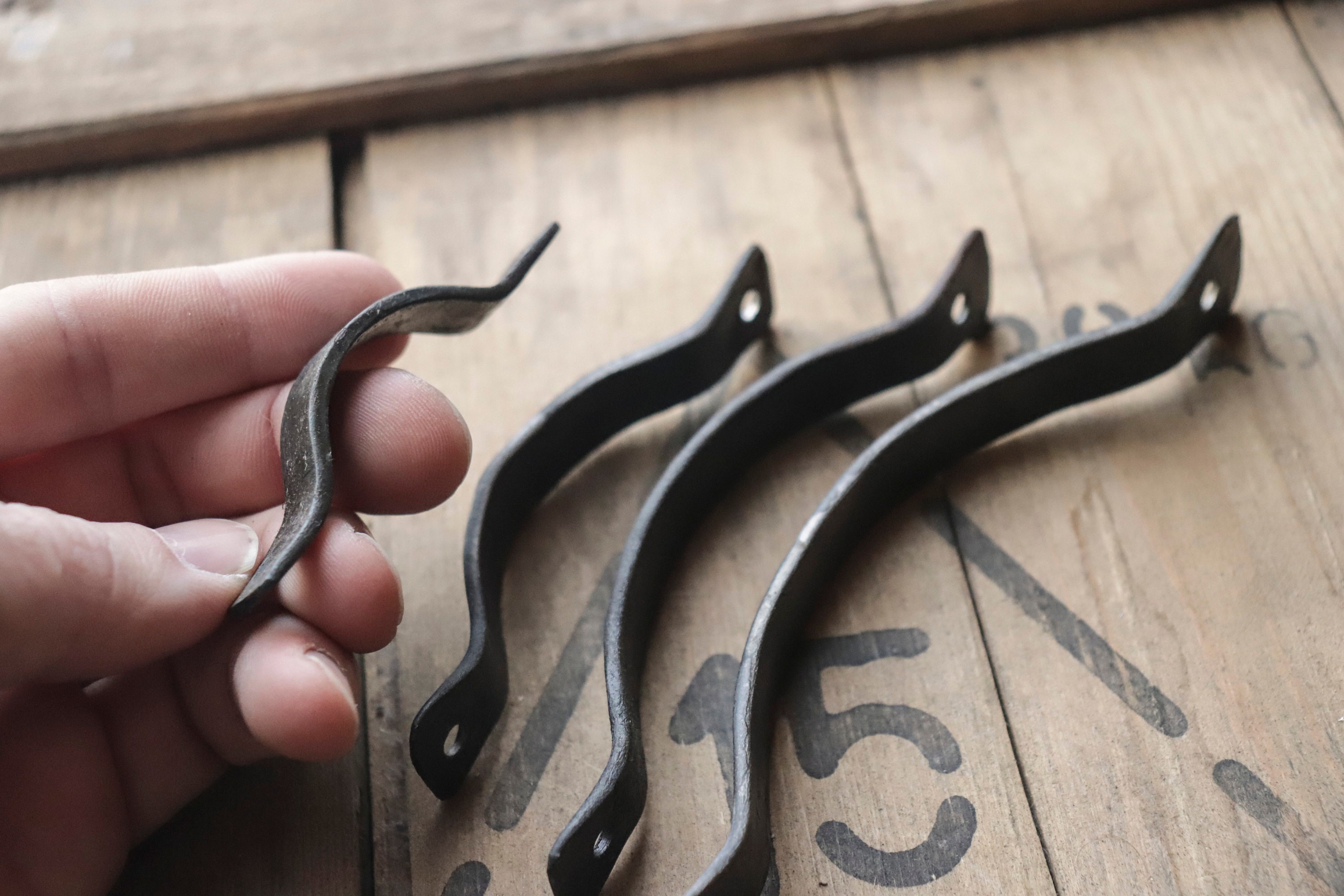 Hand Forged Rustic Farmhouse Petite / Thin Steel Handles / - Etsy